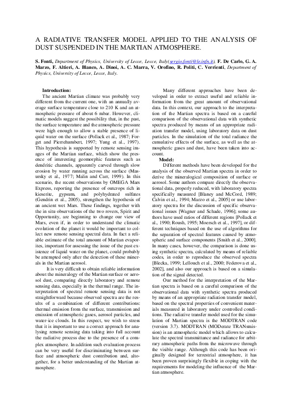 (PDF) A radiative transfer model applied to the analysis of dust ...