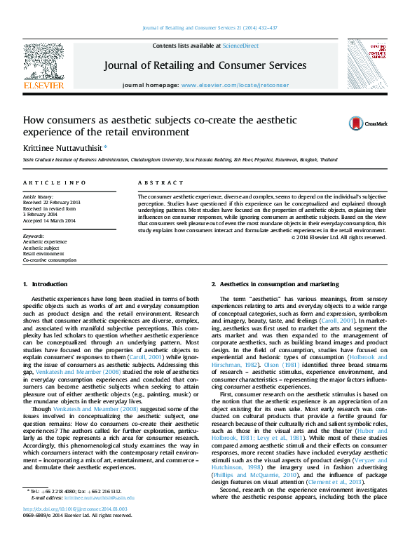 (PDF) How consumers as aesthetic subjects co-create the aesthetic ...