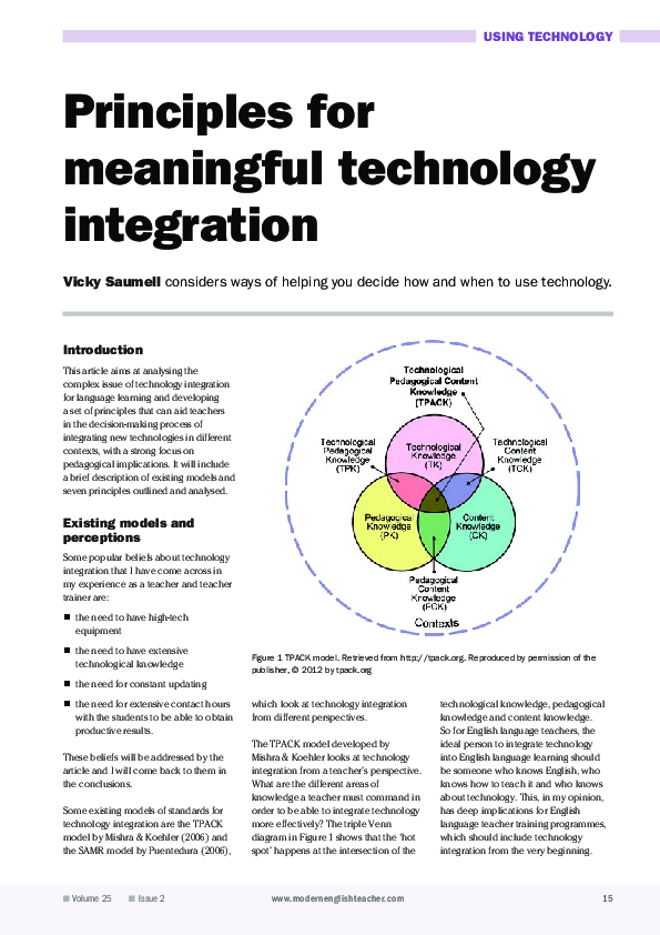 (PDF) Principles for meaningful technology integration | Vicky Saumell ...
