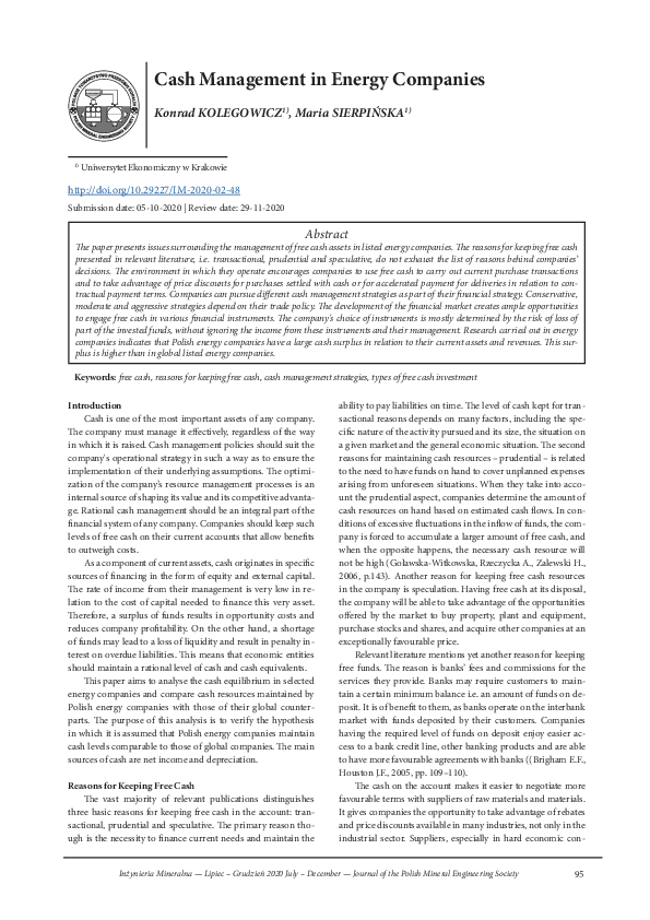 (PDF) Cash Management in Energy Companies
