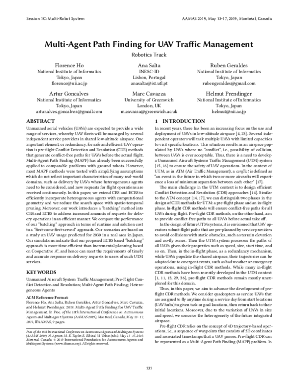 (PDF) Multi-Agent Path Finding for UAV Traffic Management