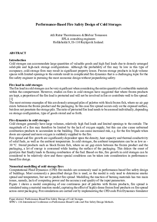 (PDF) Performance-Based Fire Safety Design of Cold Storages