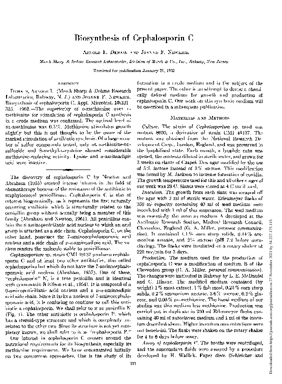 (PDF) Biosynthesis of cephalosporin C