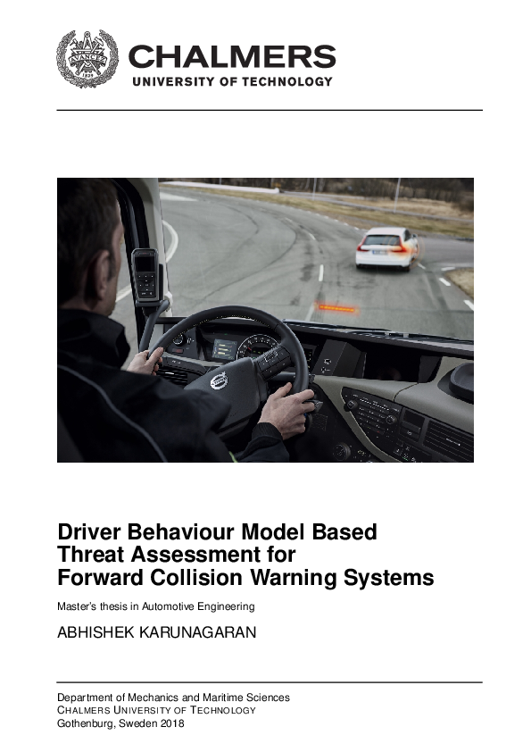 (PDF) Driver Behaviour Model Based Threat Assessment for Forward ...