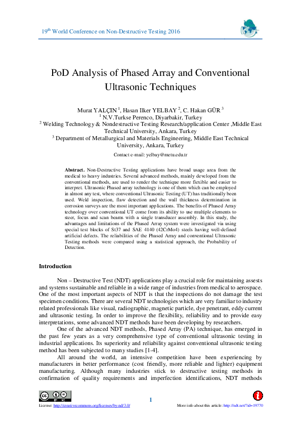 (PDF) PoD Analysis of Phased Array and Conventional Ultrasonic Techniques