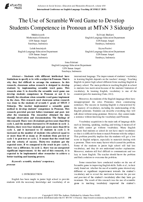 PDF The Use Of Scramble Word Game To Develop Students Competence In Pronoun At MTsN 3 Sidoarjo pdf-the-use-of-scramble-word-game-to-develop-students-competence-in-pronoun-at-mtsn-3-sidoarjo