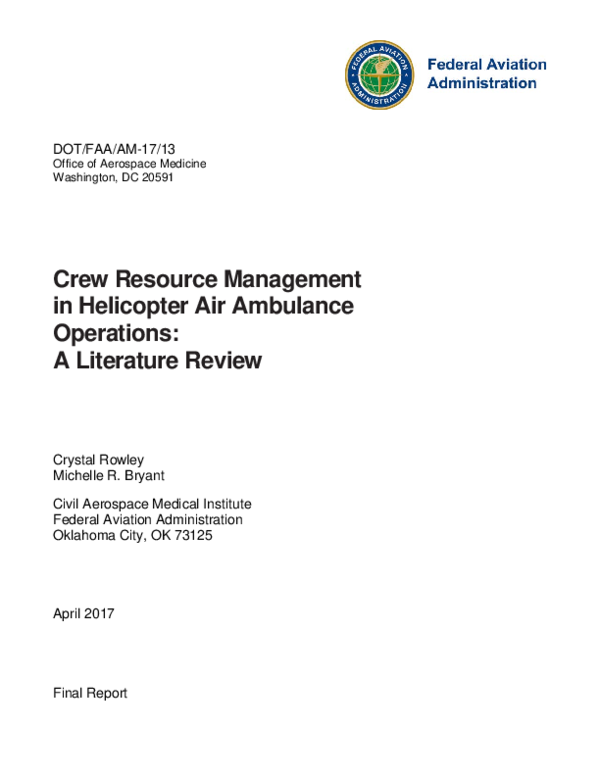 (PDF) Crew Resource Management in Helicopter Air Ambulance Operations ...
