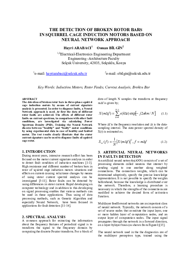 Pdf The Detection Of Broken Rotor Bars In Squirrel Cage Induction