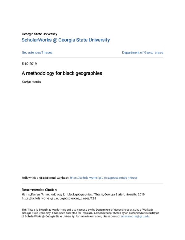 (PDF) A methodology for black geographies