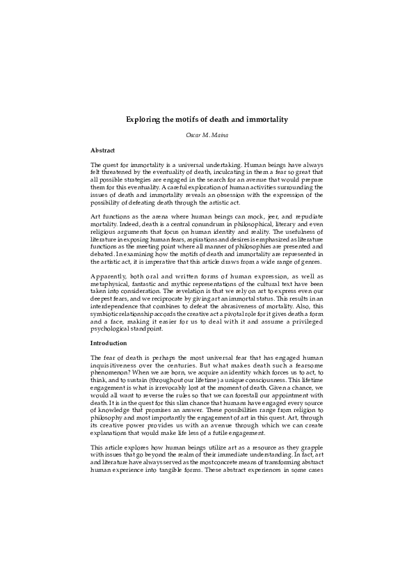 (PDF) Exploring the motifs of death and immortality