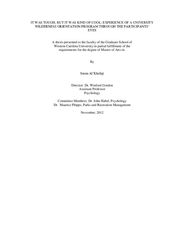 (PDF) It was tough, but it was kind of cool : experience of a ...