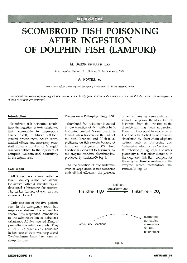 (PDF) Scombroid fish poisoning after ingestion of Dolphin fish (Lampuki)