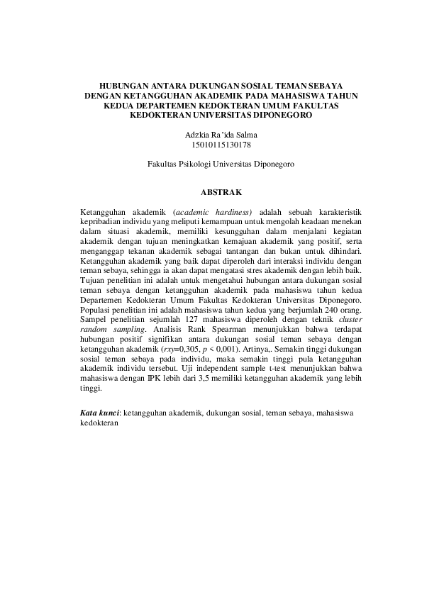 (PDF) Hubungan Antara Dukungan Sosial Teman Sebaya Dan Asertivitas Dengan Kecemasan Menghadapi ...