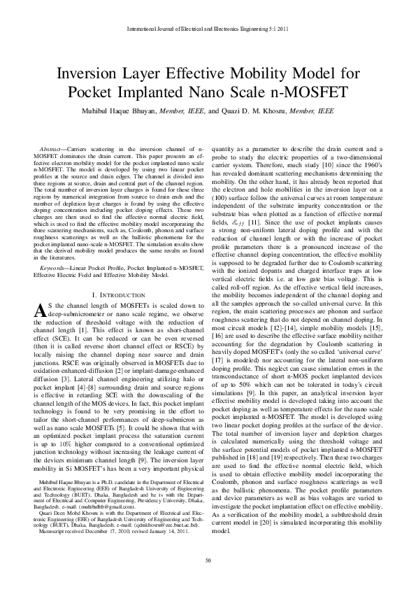 (PDF) Inversion Layer Effective Mobility Model for Pocket Implanted ...