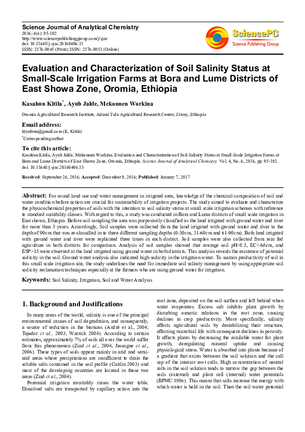 (PDF) Evaluation and Characterization of Soil Salinity Status at Small ...