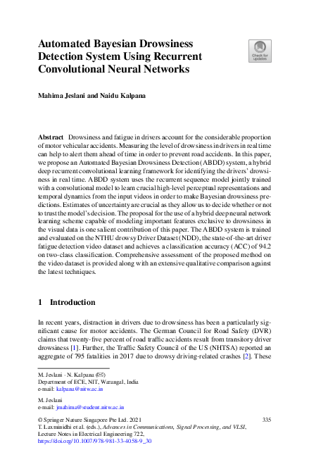 (PDF) Automated Bayesian Drowsiness Detection System Using Recurrent Convolutional Neural Networks