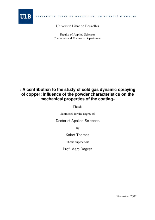(PDF) A contribution to the study of cold gas dynamic spraying of ...