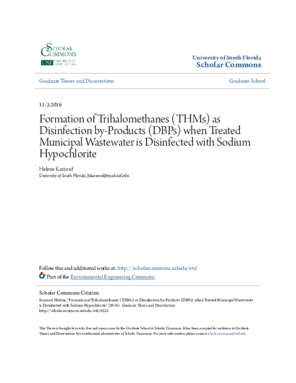(PDF) Formation of Trihalomethanes (THMs) as Disinfection by-Products ...