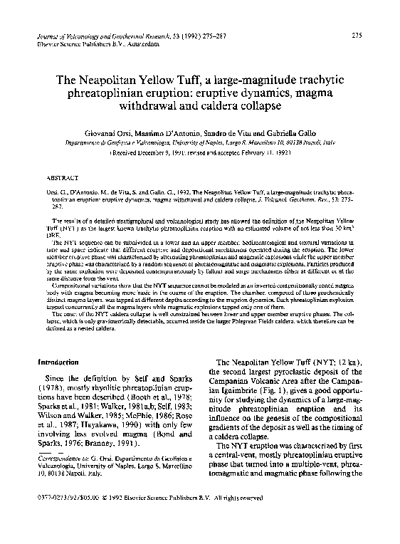 (PDF) The Neapolitan Yellow Tuff, a large-magnitude trachytic ...