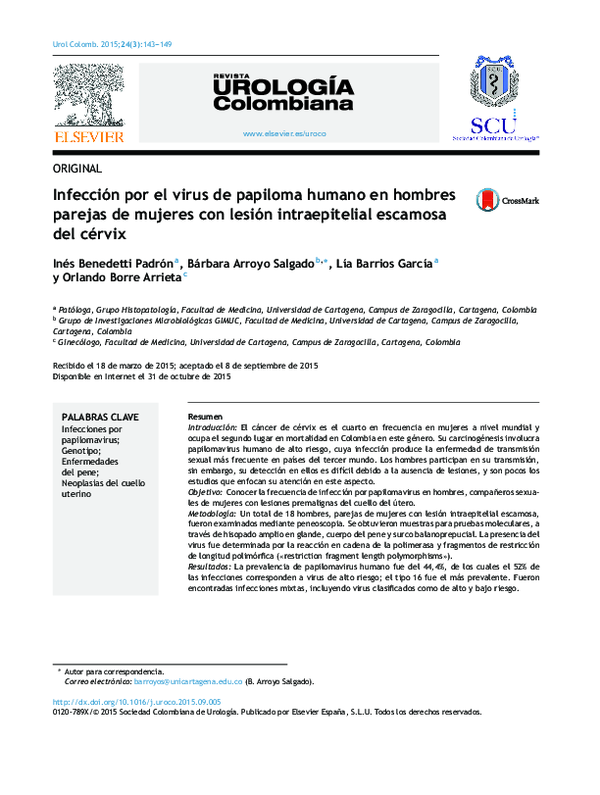 Pdf Infección Por El Virus De Papiloma Humano En Hombres Parejas De