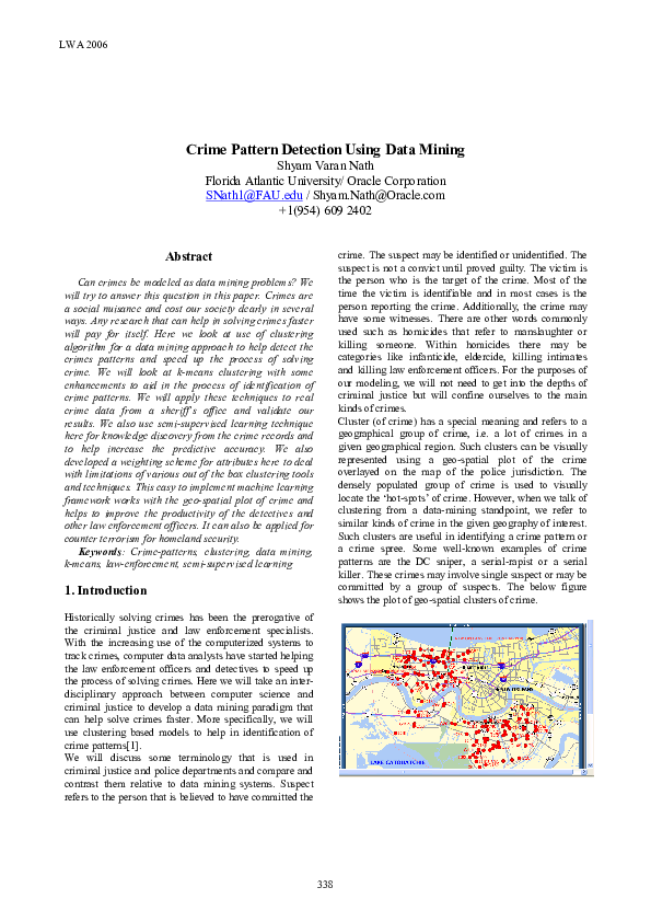 Pdf Crime Pattern Detection Using Data Mining Dipalika Das
