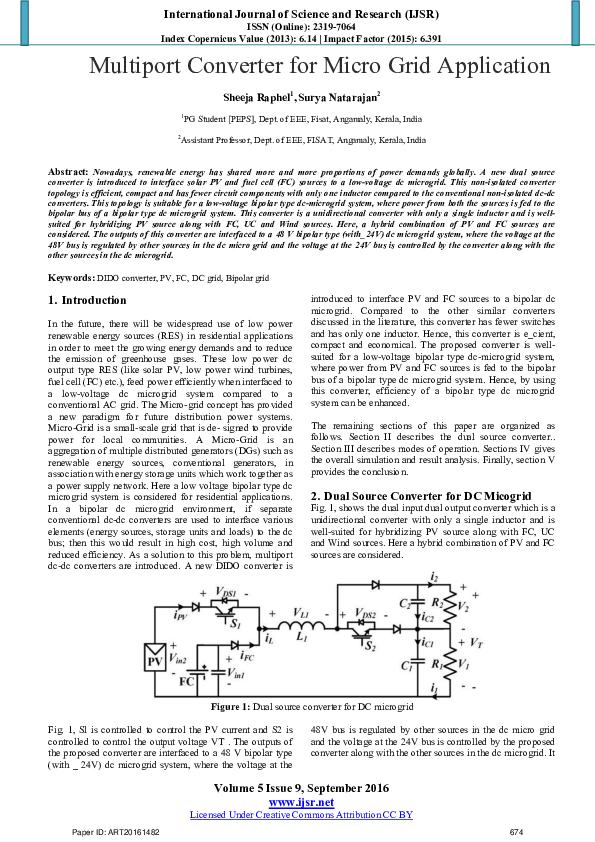 (PDF) Multiport Converter for Micro Grid Application
