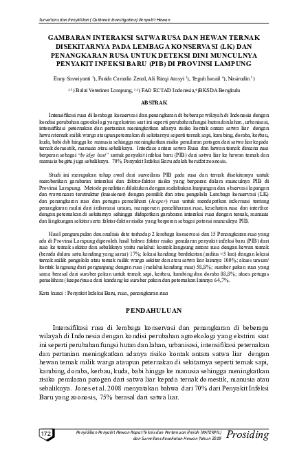 (PDF) Gambaran Interaksi Satwa Rusa dan Hewan Ternak Disekitarnya pada ...