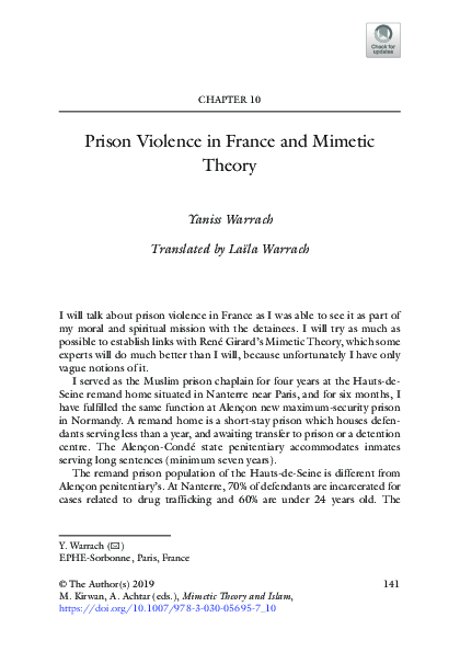 (PDF) Prison Violence in France and Mimetic Theory