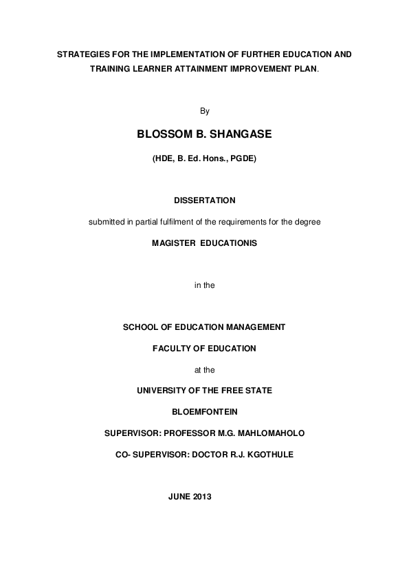 (PDF) Strategies for the Implementation of Further Education and Training Learner Attainment ...