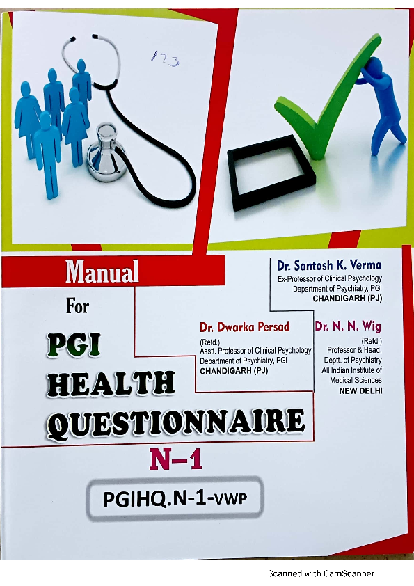 (PDF) Manual for PGI Health Questionnaire N-1