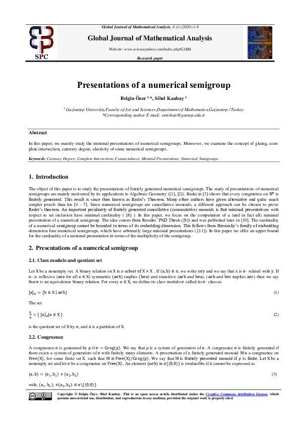 (PDF) Presentations of a numerical semigroup