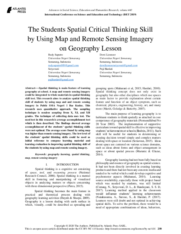 (PDF) The Students Spatial Critical Thinking Skill by Using Map and ...