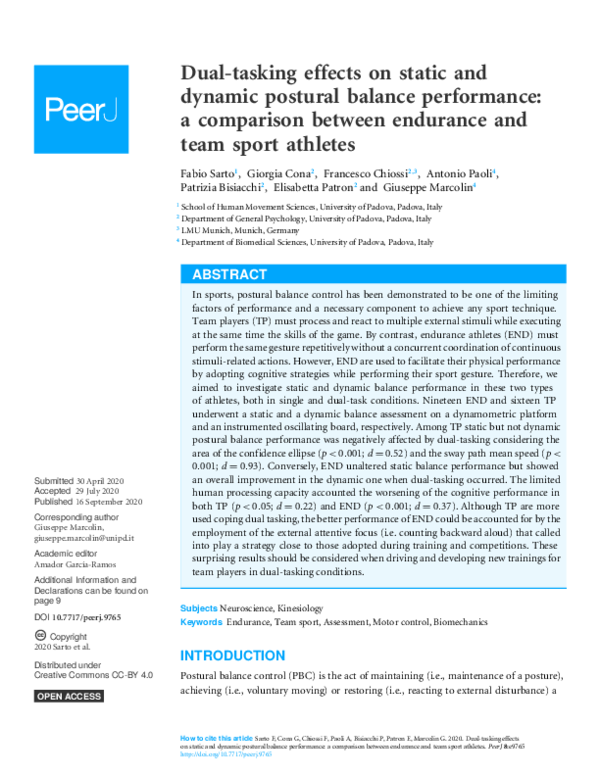 (PDF) Dual-tasking effects on static and dynamic postural balance ...