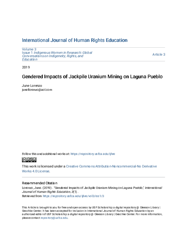 (PDF) Gendered Impacts of Jackpile Uranium Mining on Laguna Pueblo