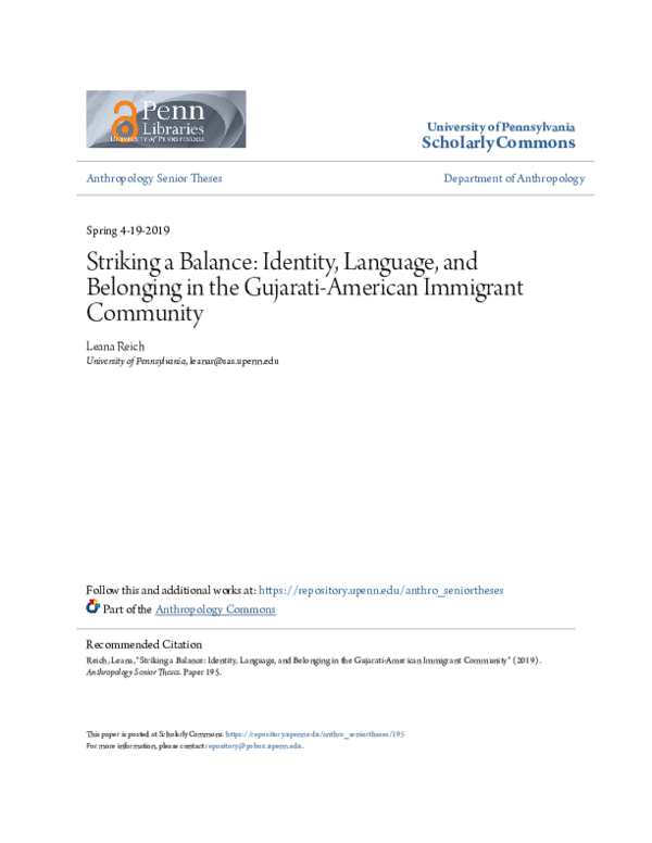 (PDF) Striking a Balance: Identity, Language, and Belonging in the ...