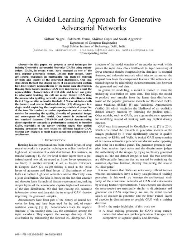 (PDF) A Guided Learning Approach for Generative Adversarial Networks