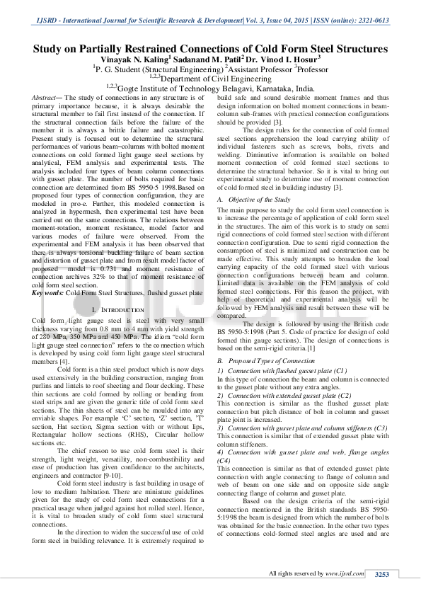 (PDF) Study on Partially Restrained Connections of Cold Form Steel ...