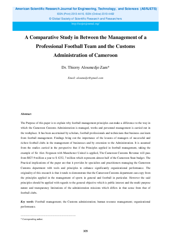 (PDF) A Comparative Study in Between the Management of a Professional ...
