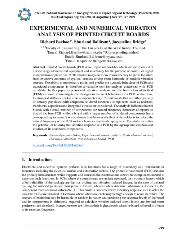 (PDF) Experimental and Numerical Vibration Analysis of Printed Circuit ...