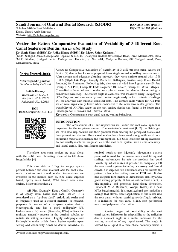 (PDF) Wetter the Better: Comparative Evaluation of Wettability of 3 ...