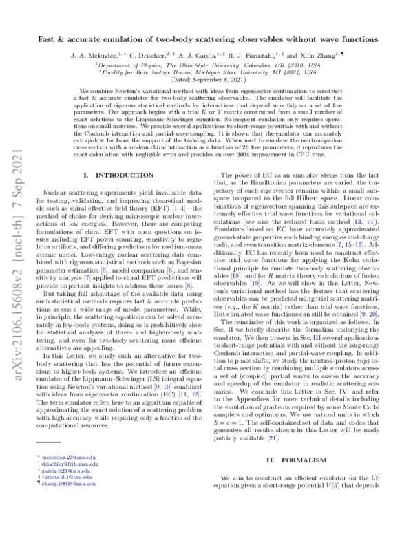 (PDF) Fast accurate emulation of two-body scattering observables without wave functions