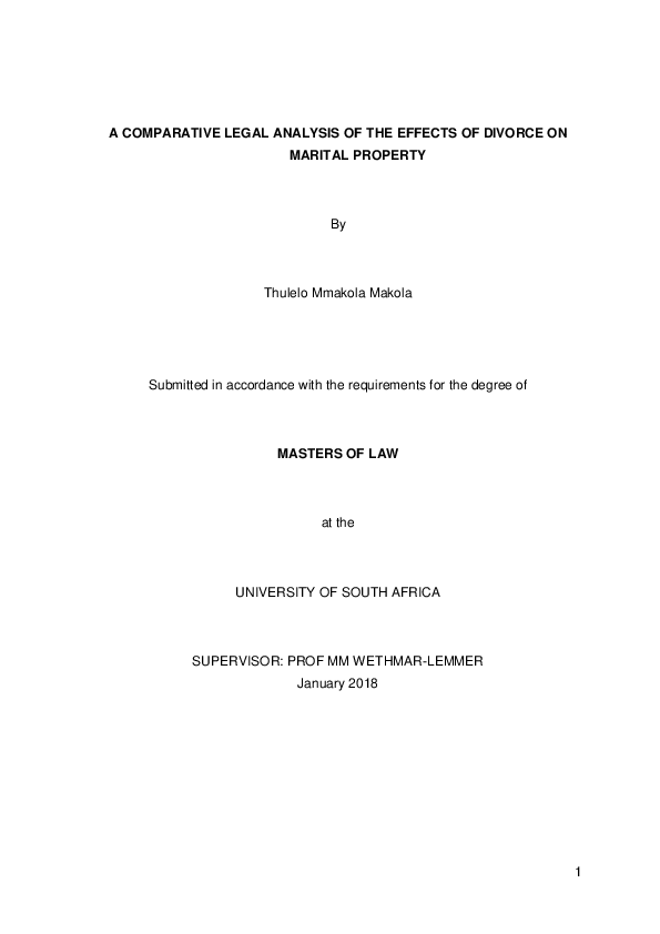 (PDF) A comparative legal analysis of the effects of divorce on marital ...