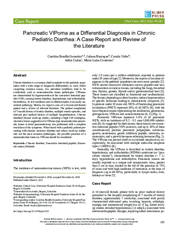 (PDF) Pancreatic VIPoma as a Differential Diagnosis in Chronic ...