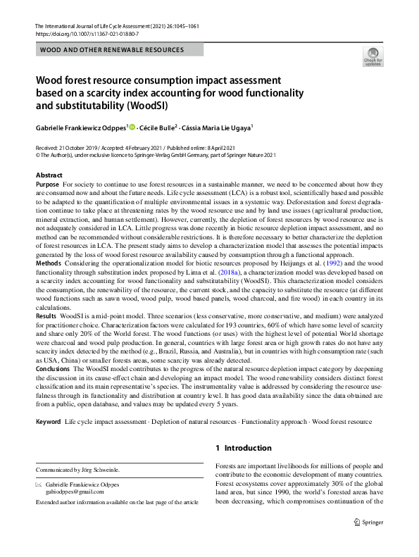 (PDF) Wood forest resource consumption impact assessment based on a ...