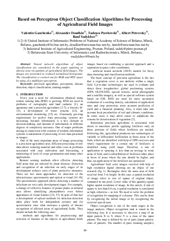(PDF) Based on Perceptron Object Classification Algorithms for ...