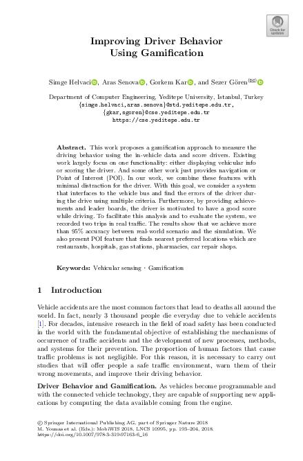 (PDF) Improving Driver Behavior Using Gamification