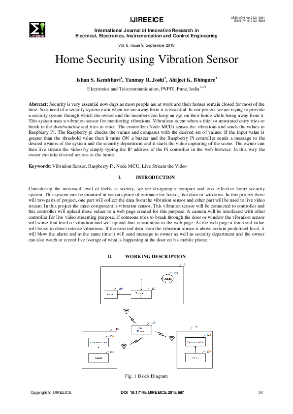 (PDF) Home Security using Vibration Sensor