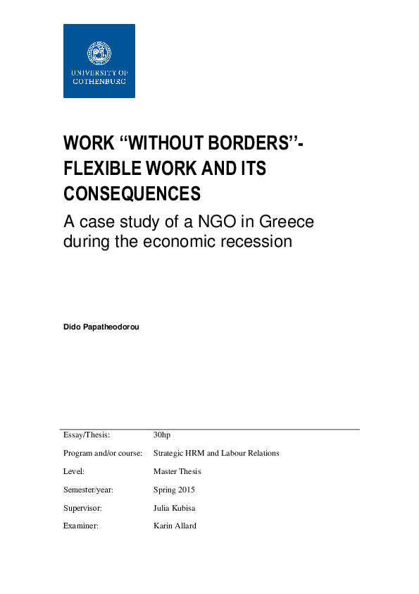 (PDF) WORK ‘‘WITHOUT BORDERS’’- FLEXIBLE WORK AND ITS CONSEQUENCES A ...