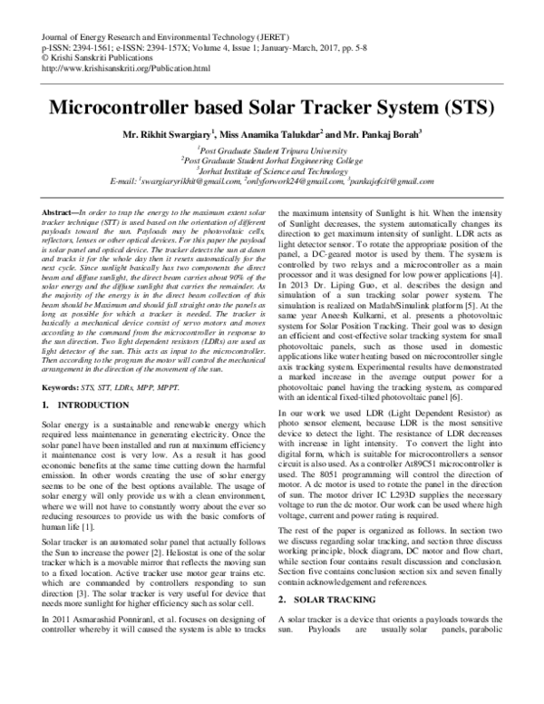 (PDF) Microcontroller based Solar Tracker System ( STS )
