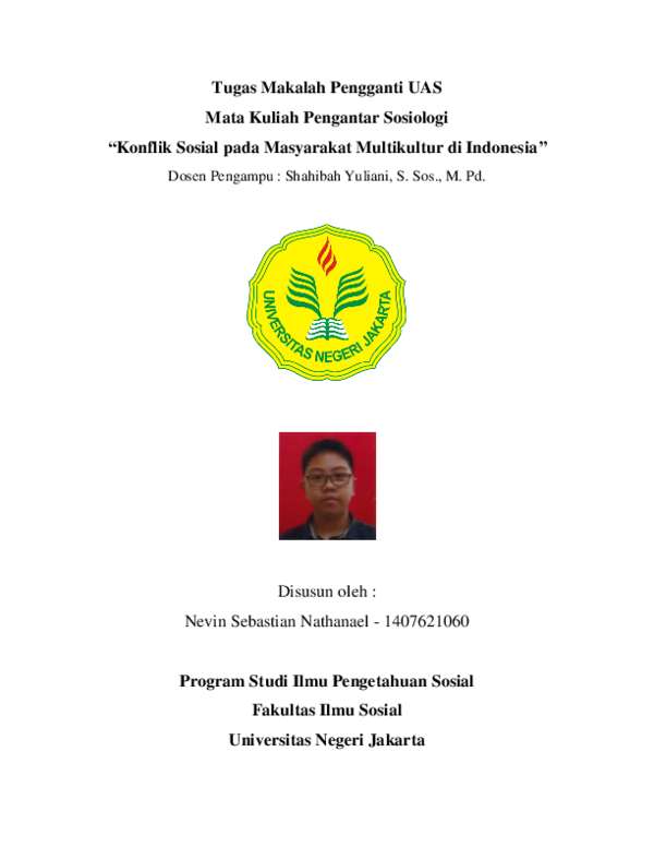 (PDF) Konflik Sosial pada Masyarakat Multikultur di Indonesia